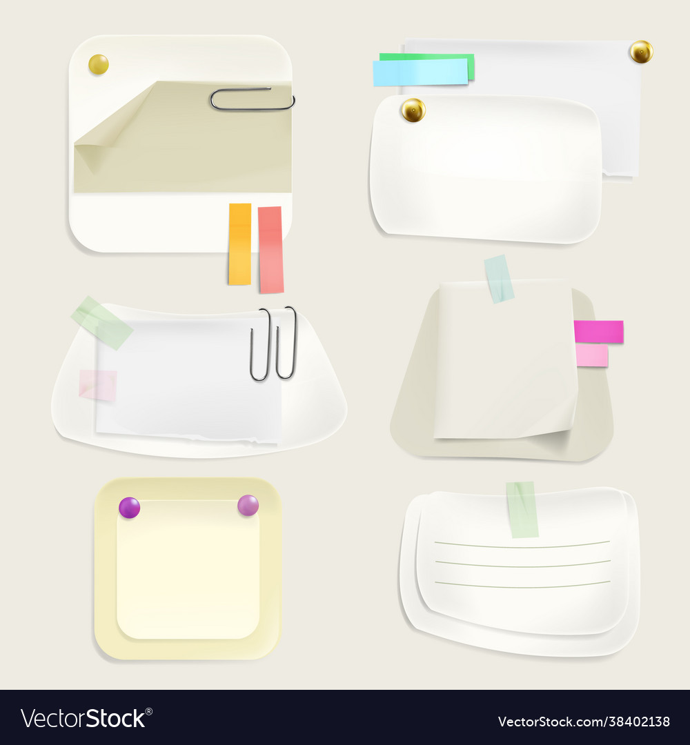 Paper message notes on clips Royalty Free Vector Image