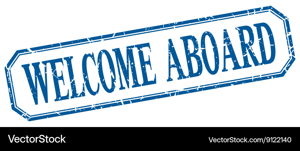 Welcome aboard square blue grunge vintage isolated