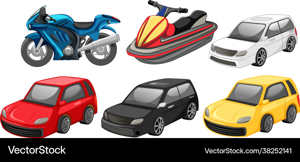Set different cars isolated on white background Vector Image