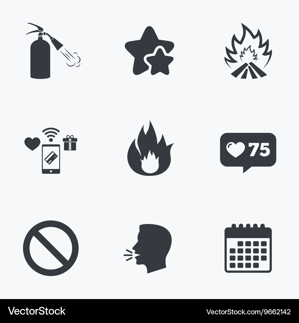 Fire flame icons prohibition stop symbol Vector Image