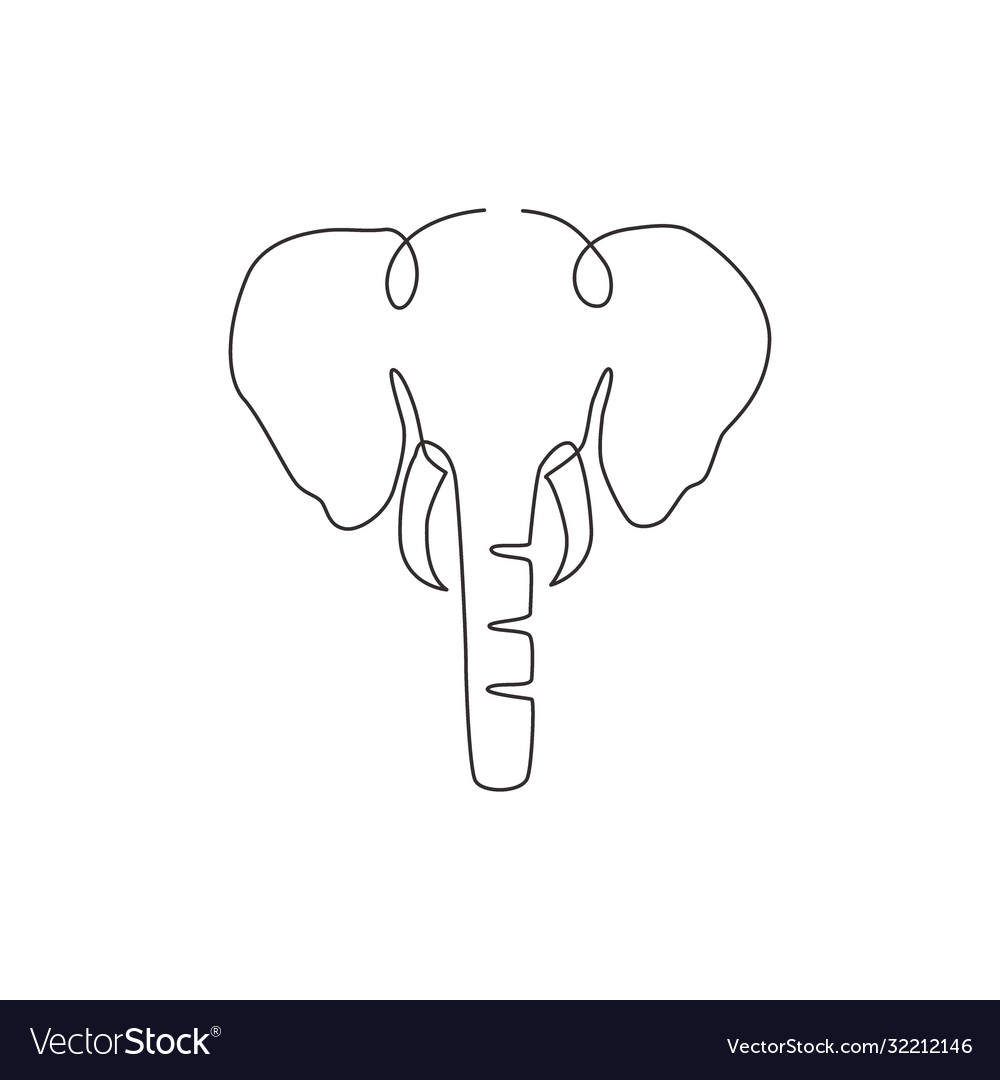 Single continuous line drawing big cute Royalty Free Vector