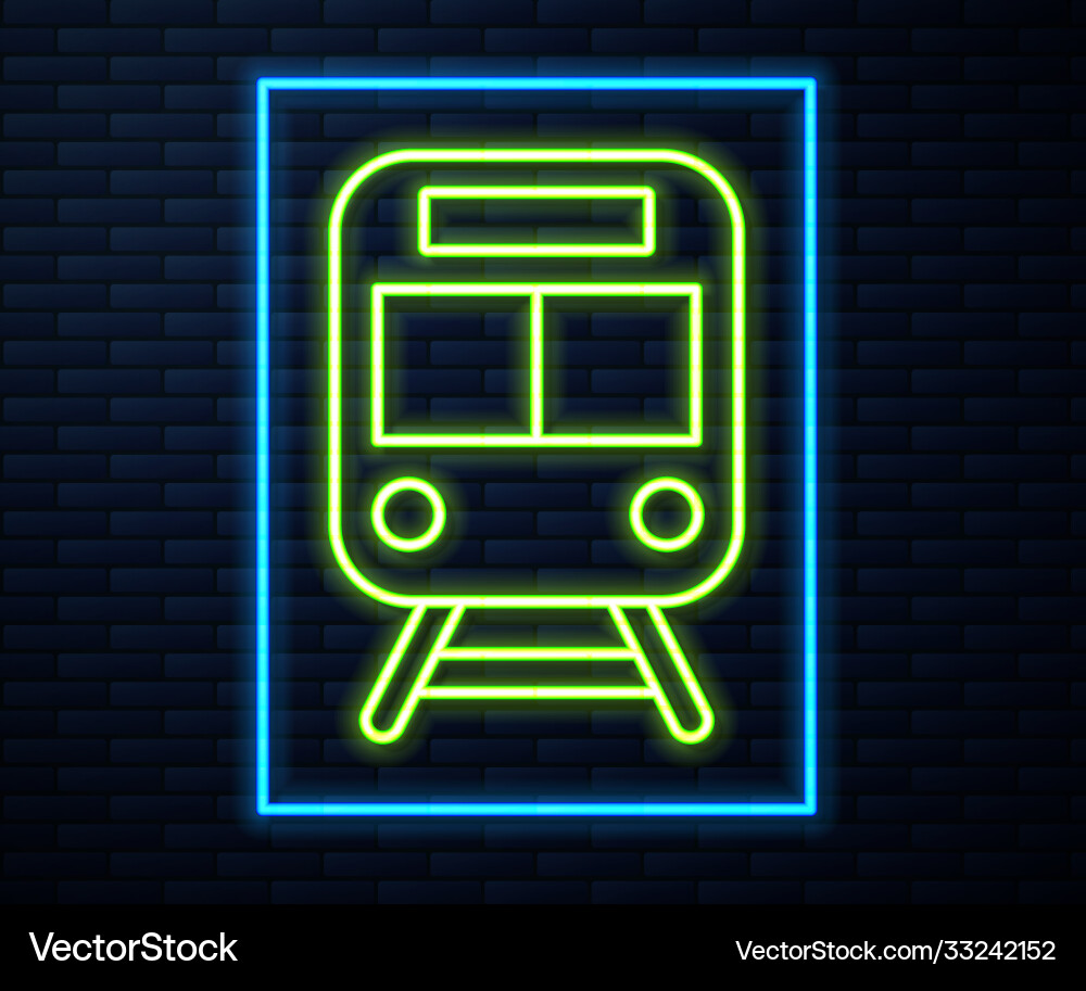 Glowing neon line train and railway icon isolated Vector Image