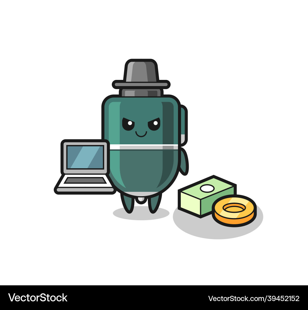 Mascot of ballpoint pen as a hacker Royalty Free Vector