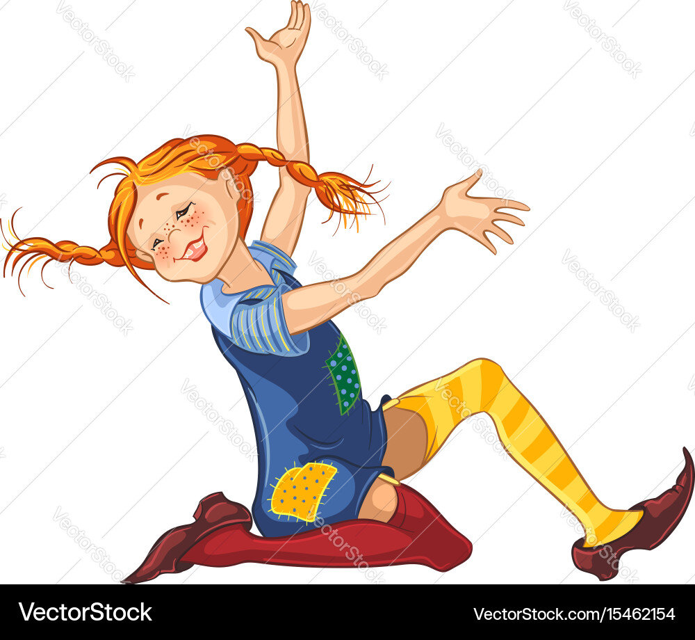 Pippi longstocking cartoon Royalty Free Vector Image