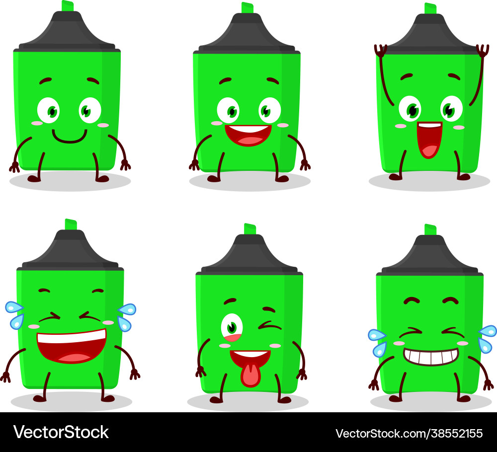 Cartoon character new green highlighter Royalty Free Vector