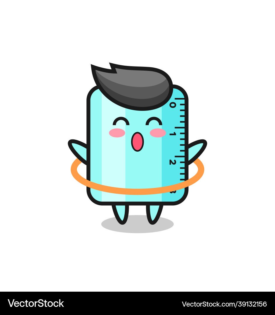 Cute ruler cartoon is playing hula hoop Royalty Free Vector