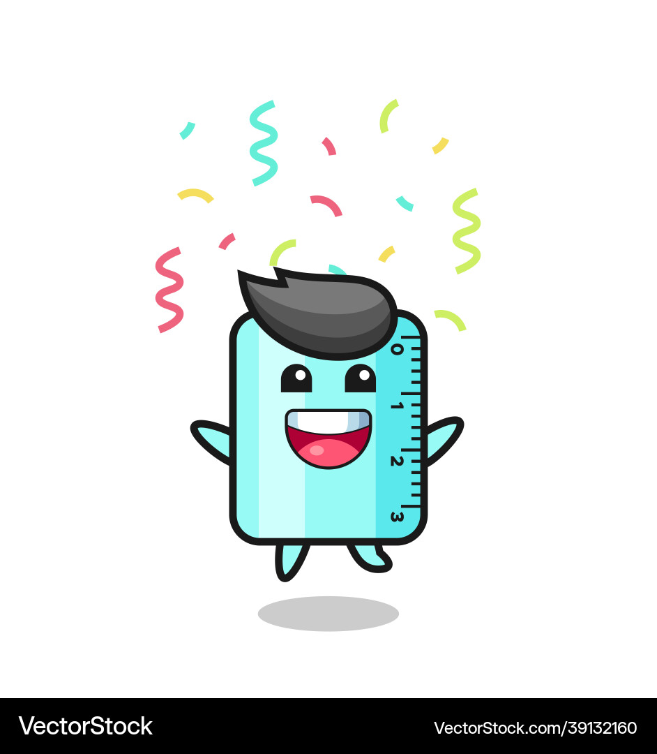 Happy ruler mascot jumping for congratulation Vector Image