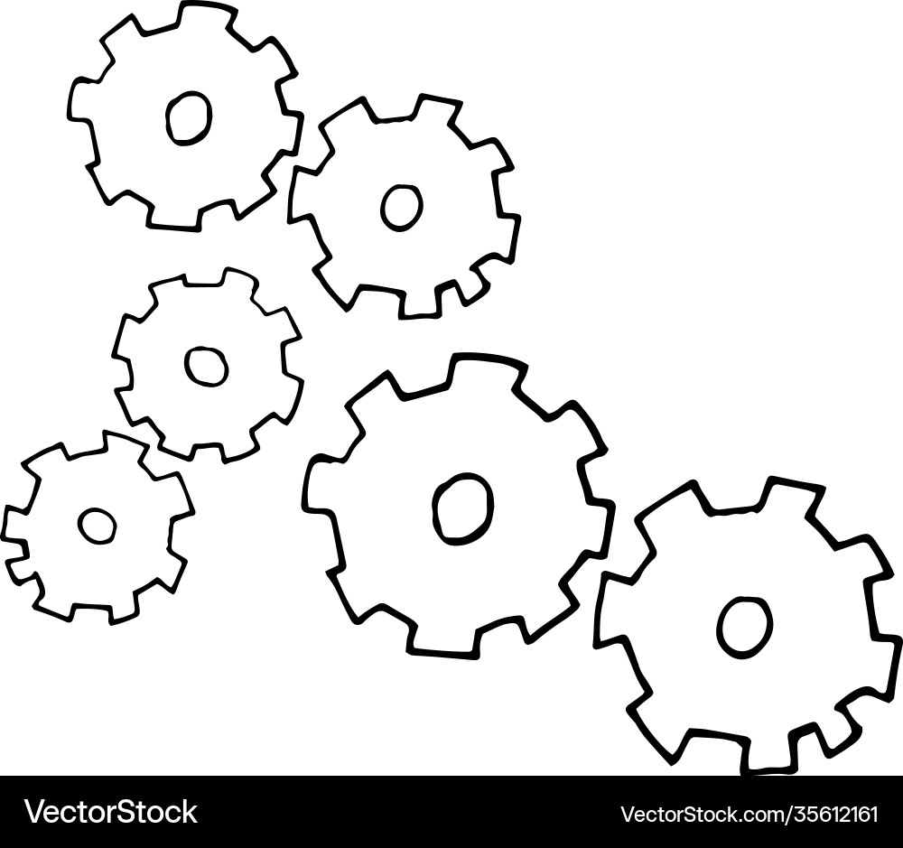 Gears icon sticker sketch hand drawn doodle style Vector Image