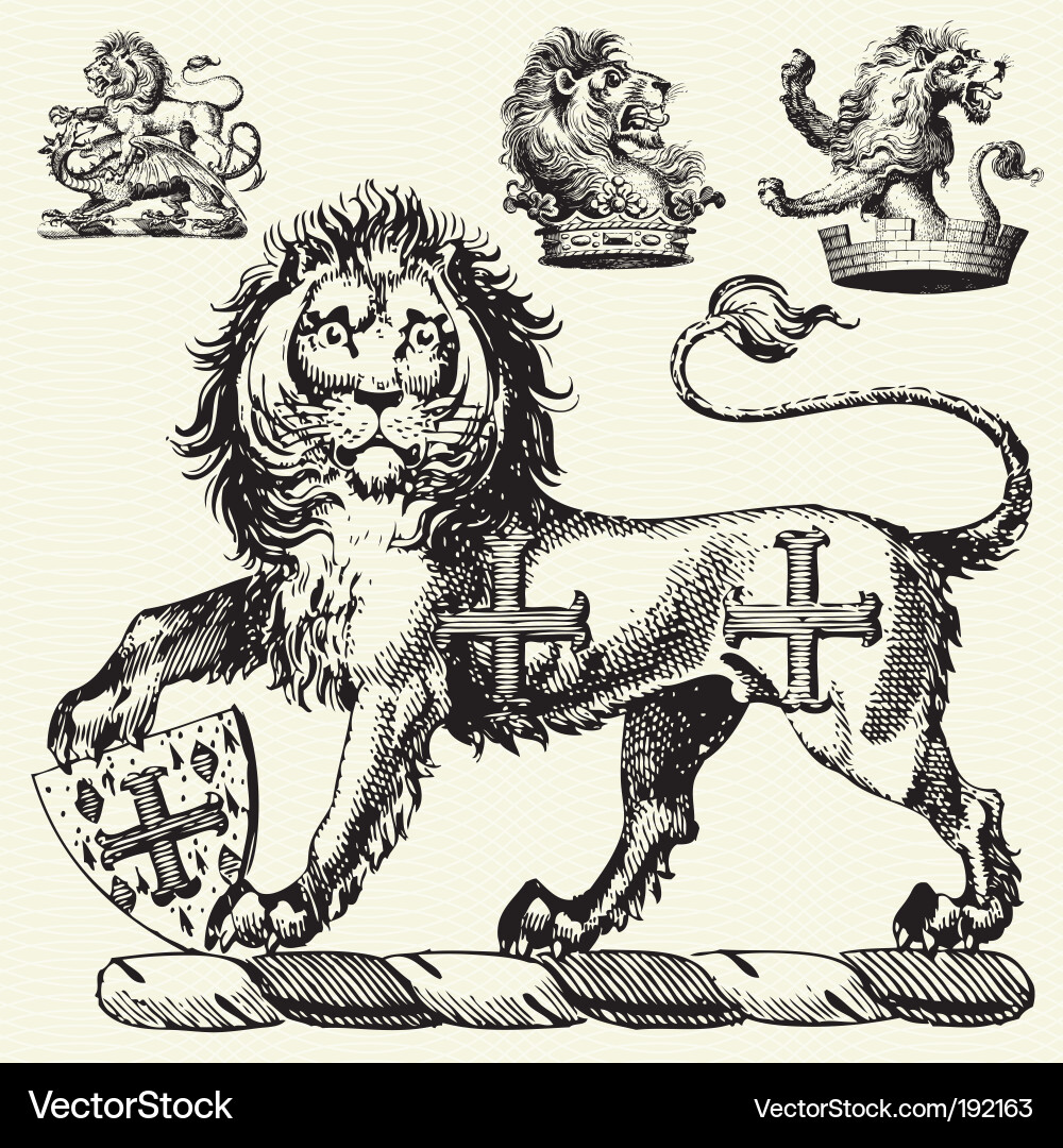 Medieval lions Royalty Free Vector Image - VectorStock