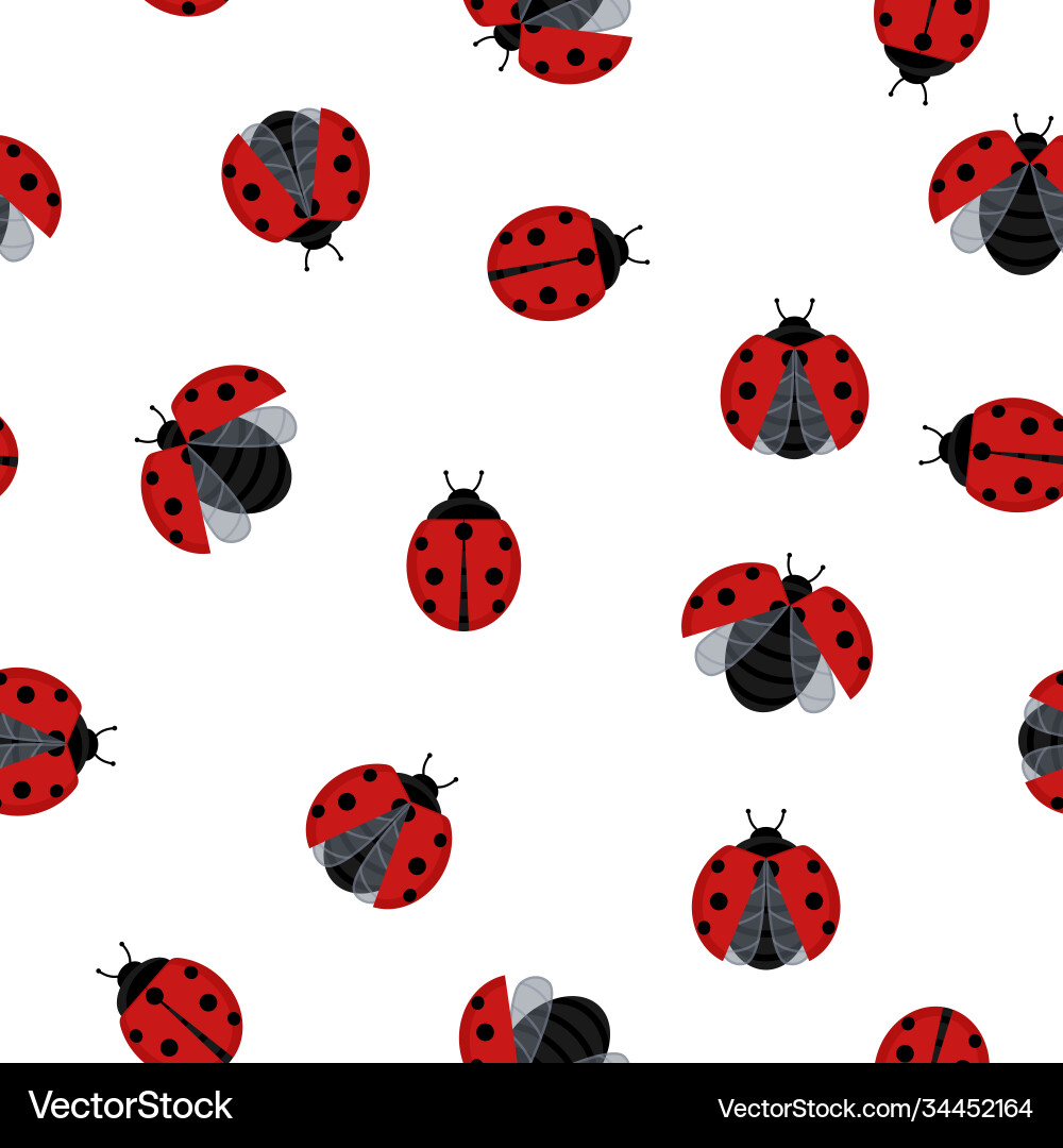 Ladybugs Seamless Pattern Background Beetle Insect