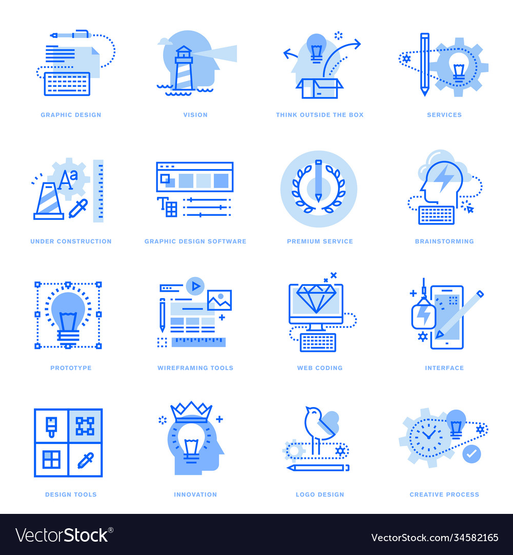 Set flat line icons Royalty Free Vector Image - VectorStock