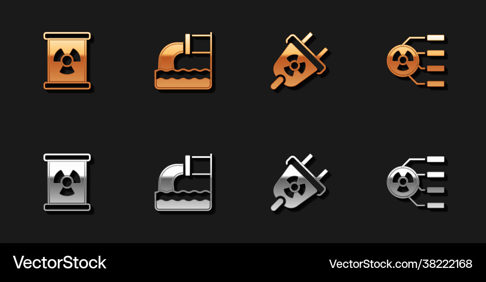 Set radioactive waste in barrel wastewater Vector Image