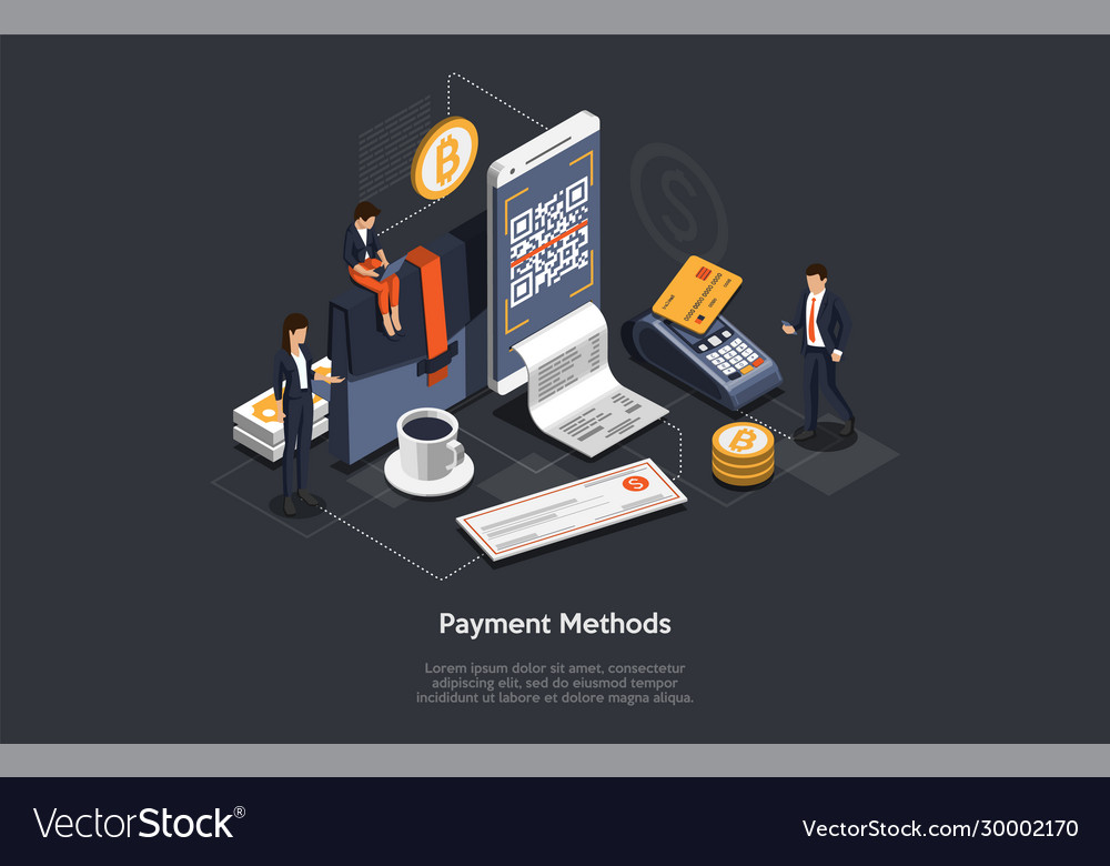 Concept of isometric payment method people Vector Image