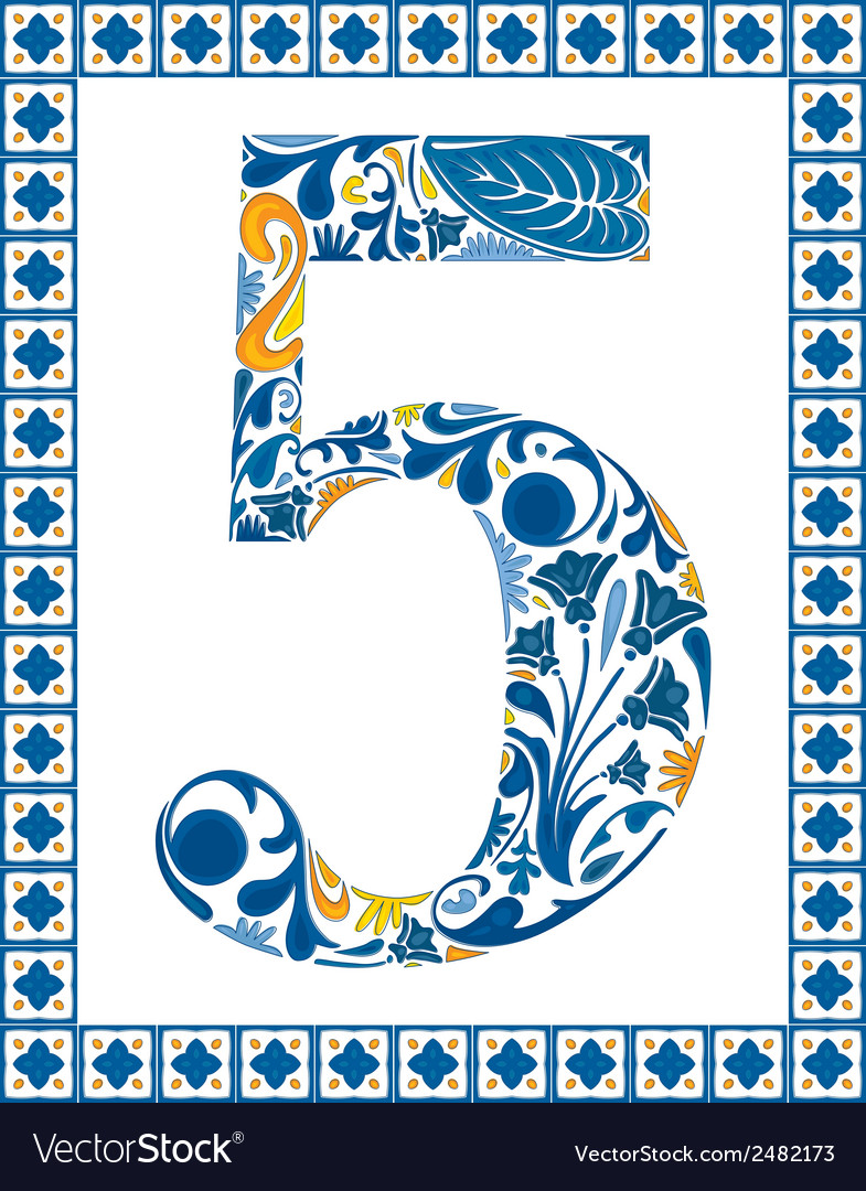 Blue number 5 Royalty Free Vector Image - VectorStock