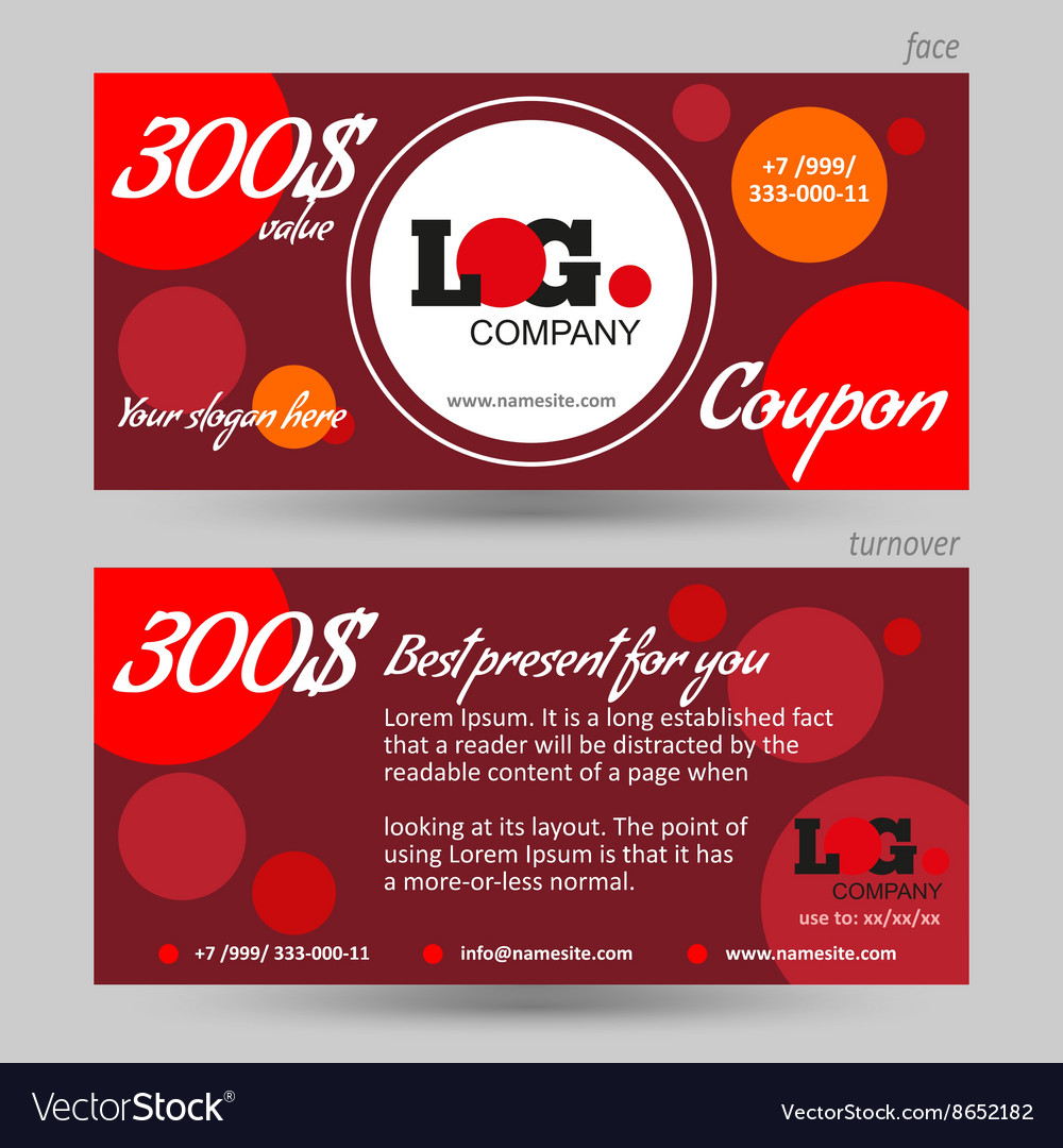 Discount coupon template red background Royalty Free Vector