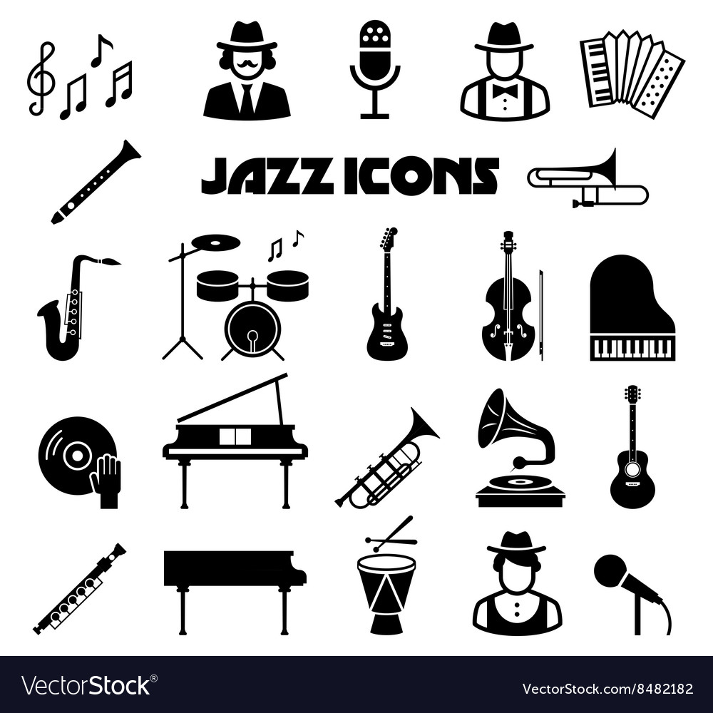 Jazz icon set Royalty Free Vector Image - VectorStock