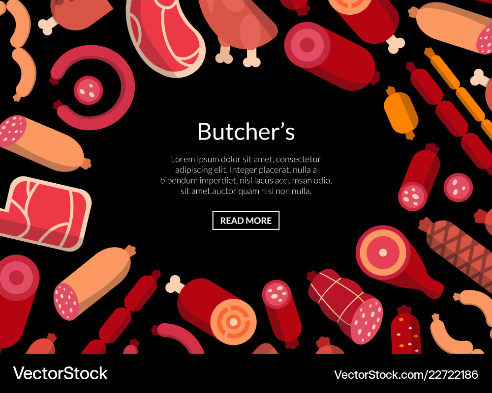 Flat meat and sausages icons pattern Royalty Free Vector