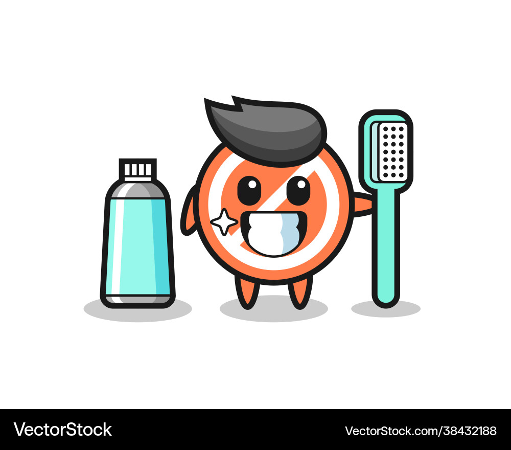Mascot stop sign with a toothbrush Royalty Free Vector Image