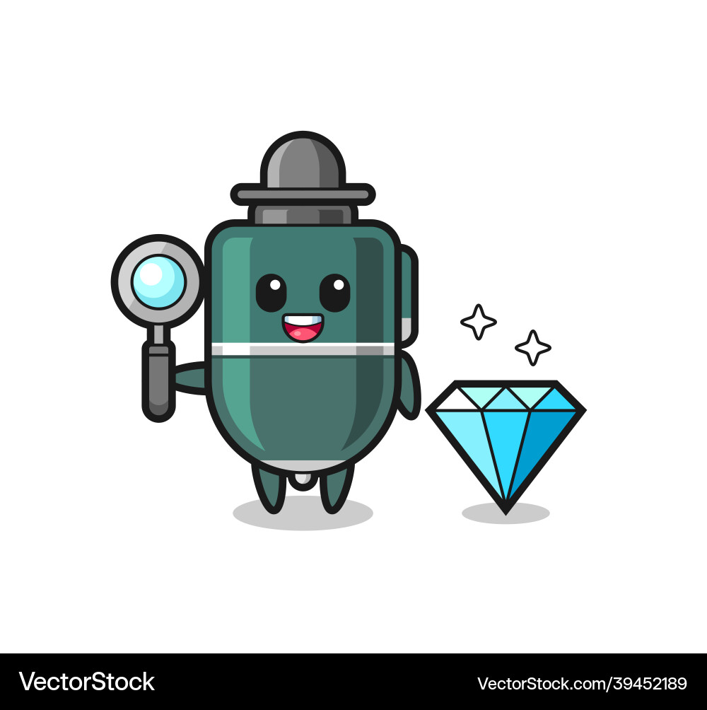 Ballpoint pen character with a diamond Royalty Free Vector