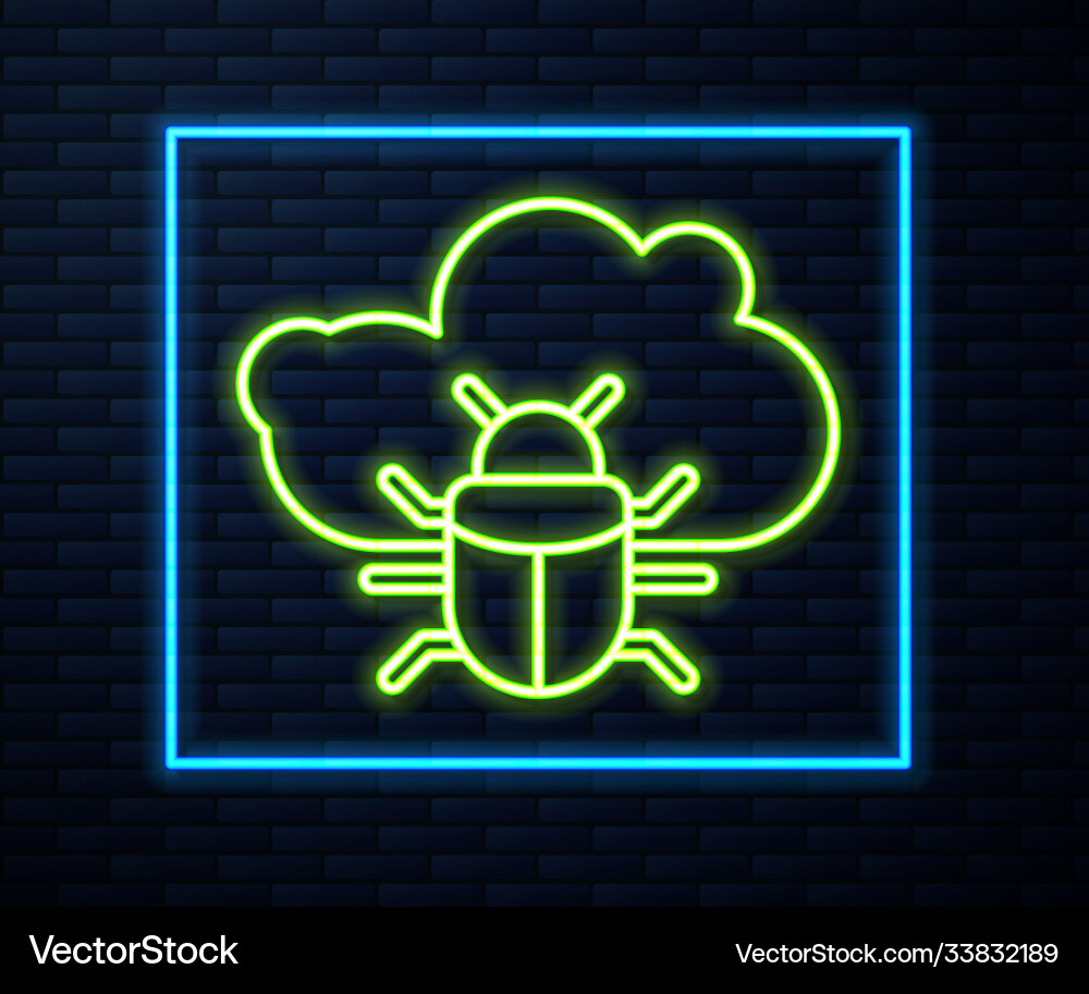 Glowing neon line system bug on a cloud icon Vector Image