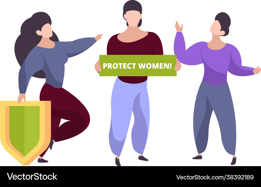 Protect women concept female group isolated Vector Image