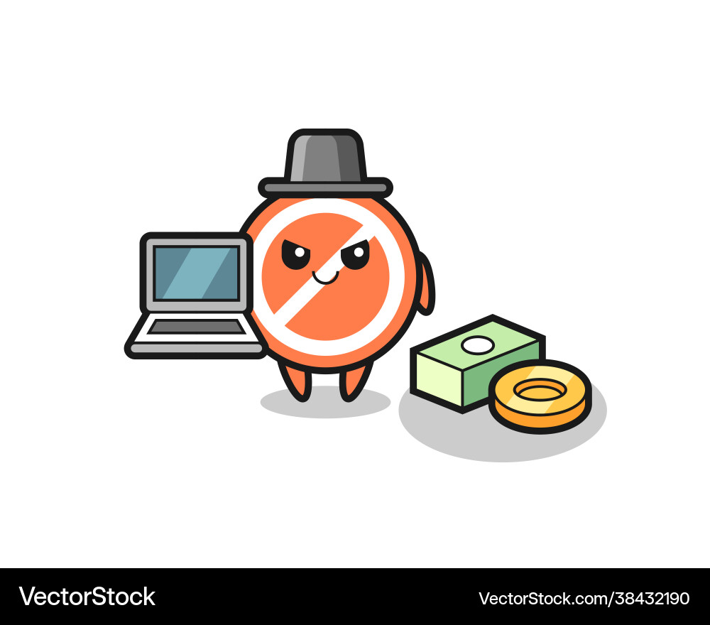 Mascot stop sign as a hacker Royalty Free Vector Image