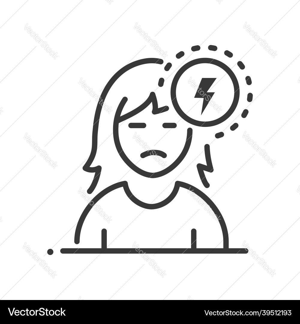 Stressed out woman - line design single Royalty Free Vector