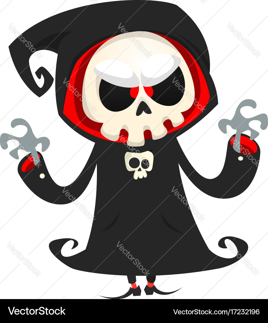 Grim reaper cartoon character isolated Royalty Free Vector