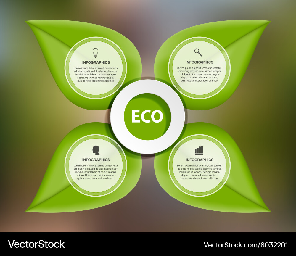 Abstract nature infographic green leaves Vector Image