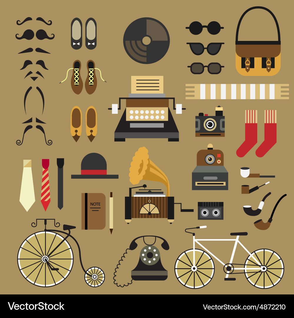 Retro set in flat style Royalty Free Vector Image