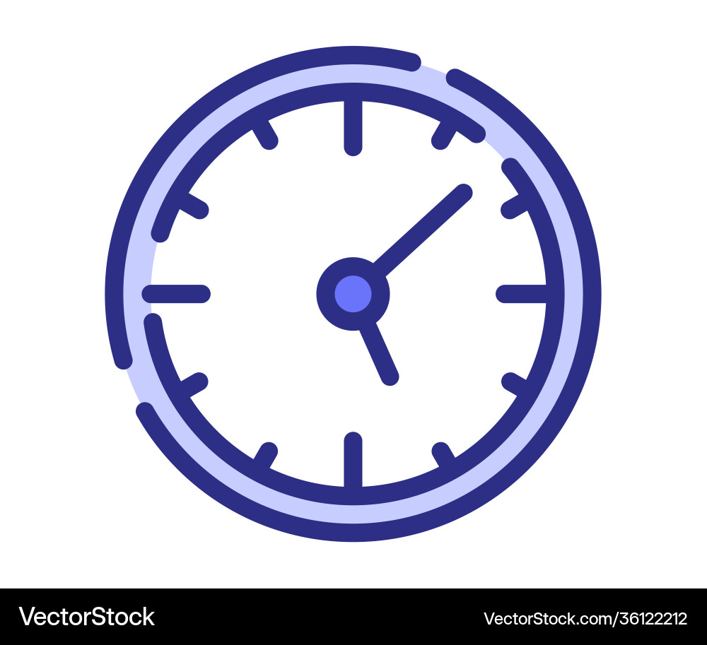 Time clock hour single isolated icon with dashed Vector Image