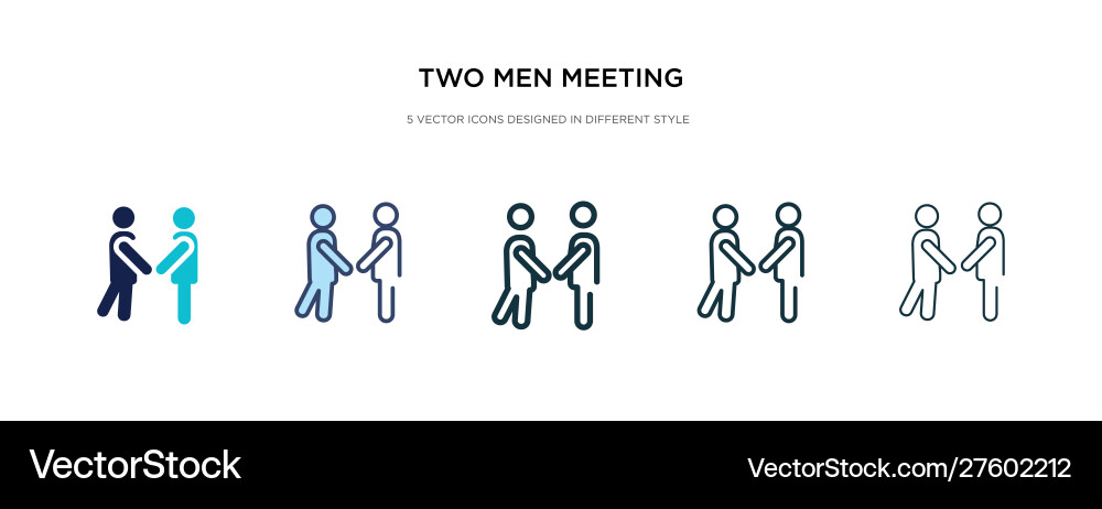 Two men meeting icon in different style Royalty Free Vector