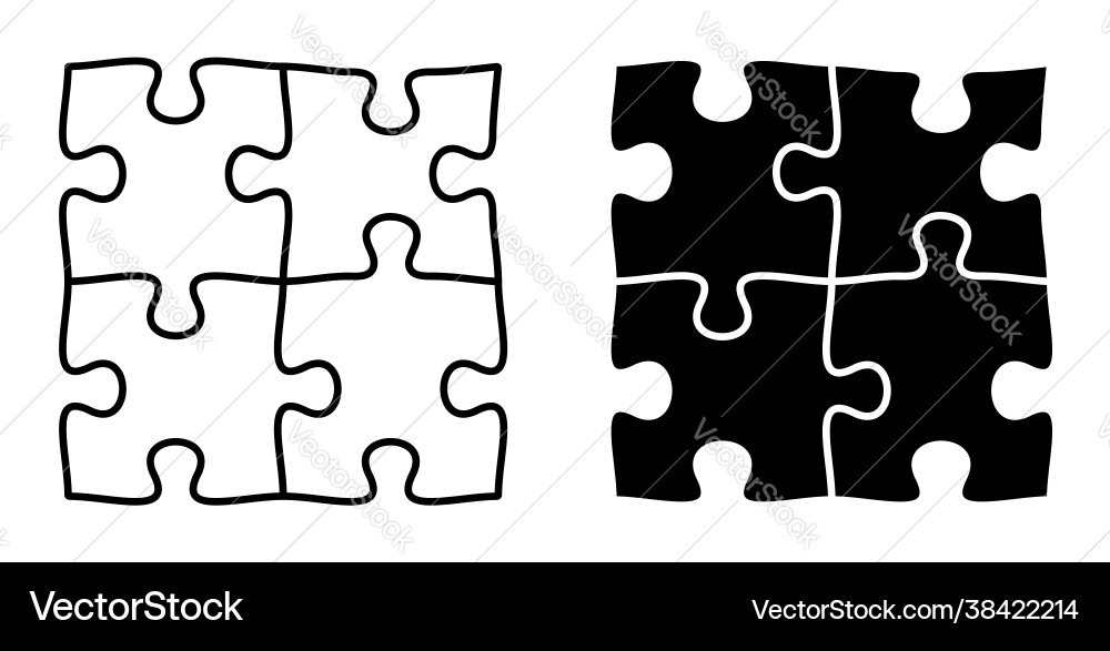 Linear icon pieces puzzle are connected Royalty Free Vector