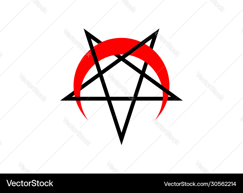 Reversed or inverted pentagram with crescent moon Vector Image