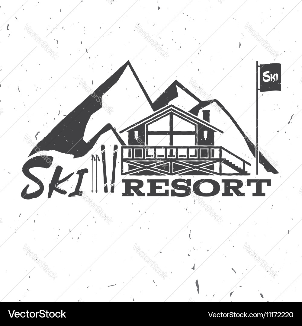 Ski resort concept with house Royalty Free Vector Image