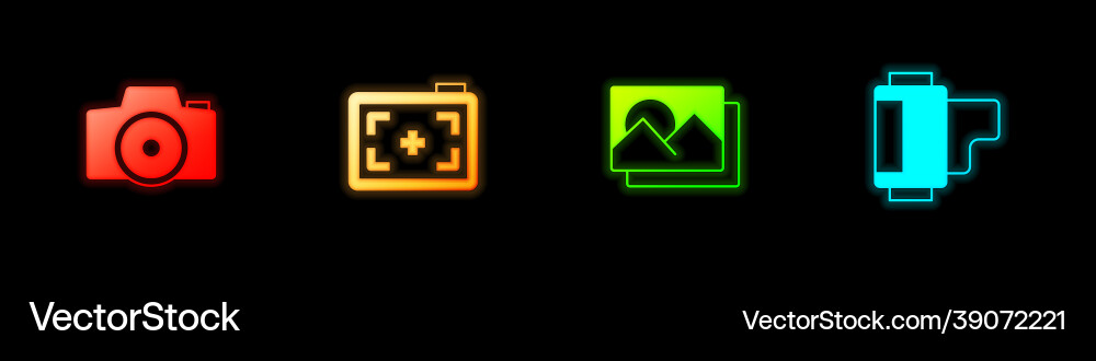 Set photo camera frame and camera roll Royalty Free Vector