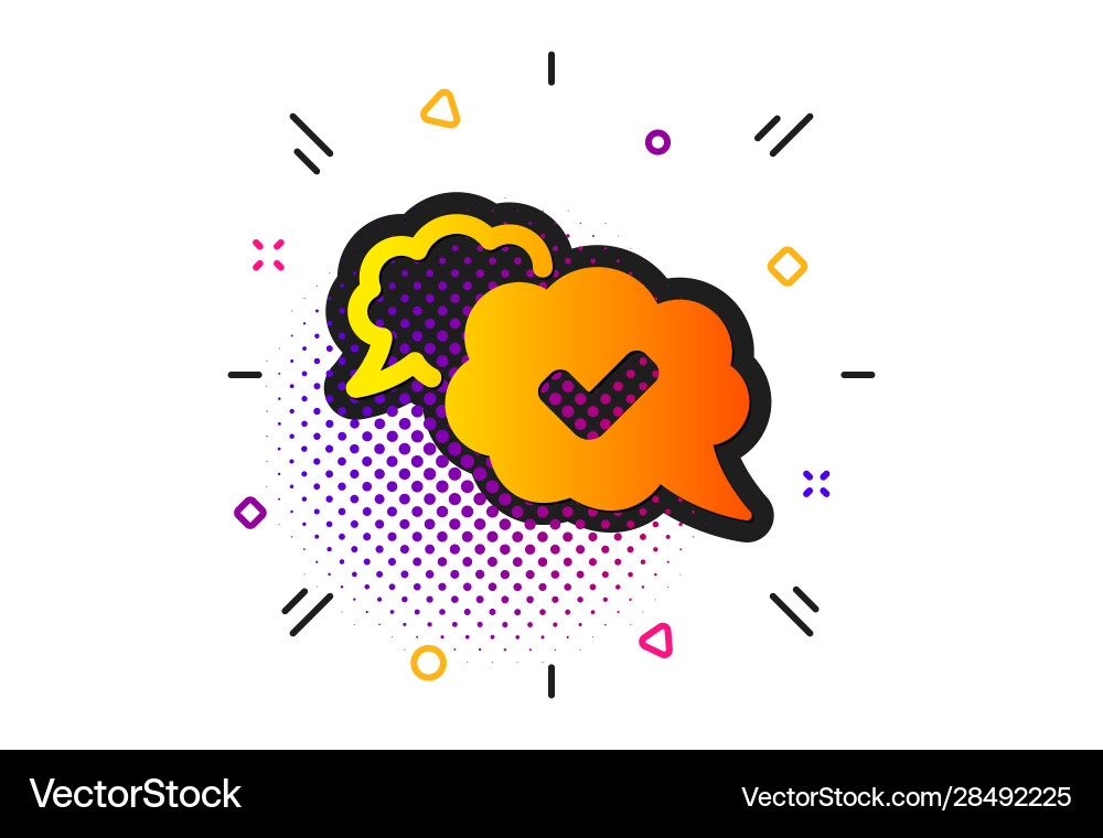 Check mark icon approved comic sign speech Vector Image