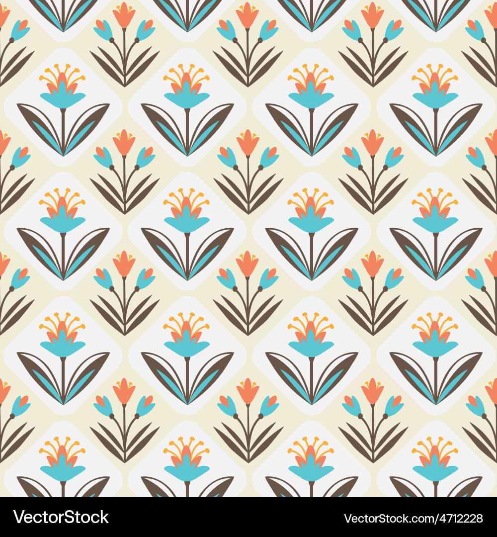 Seamless pattern with floral ornament Royalty Free Vector