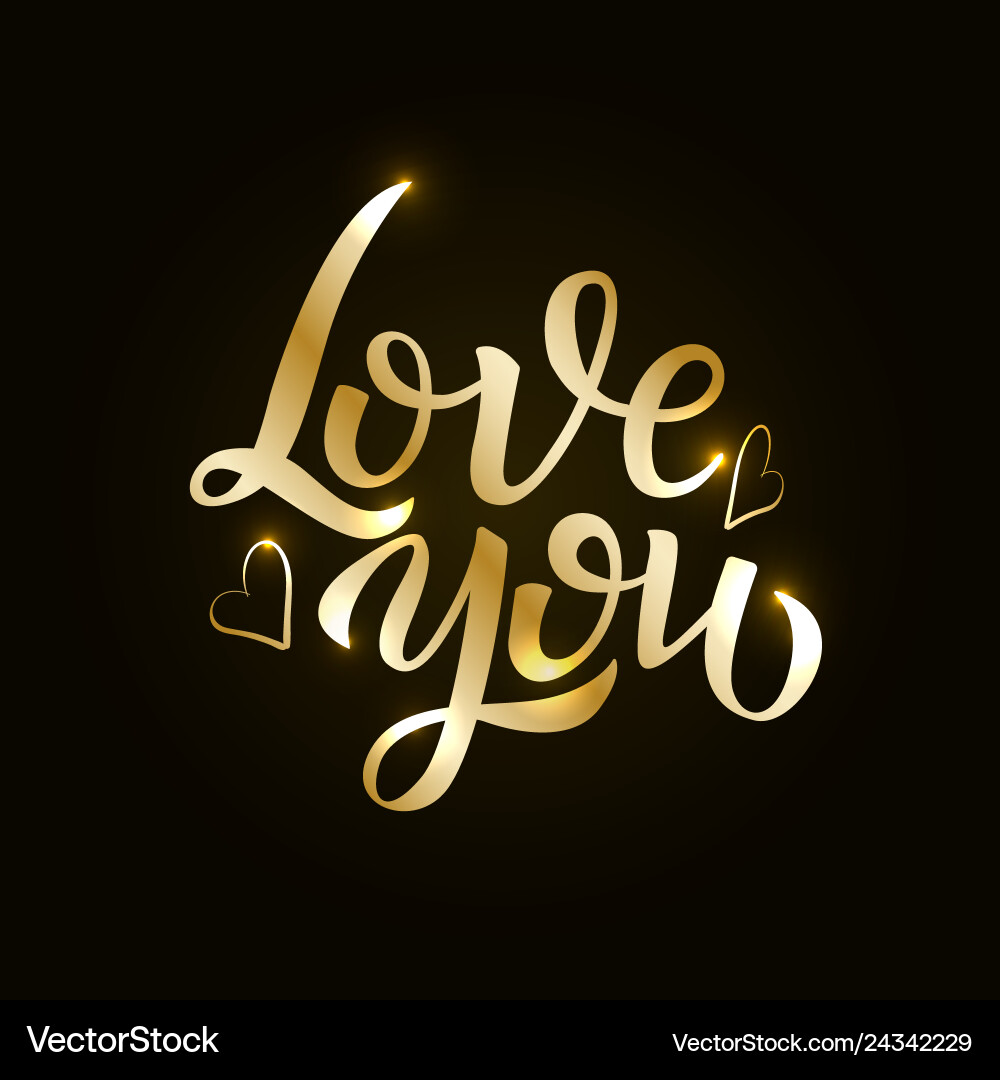 Love gold hand drawn brush calligraphy Royalty Free Vector