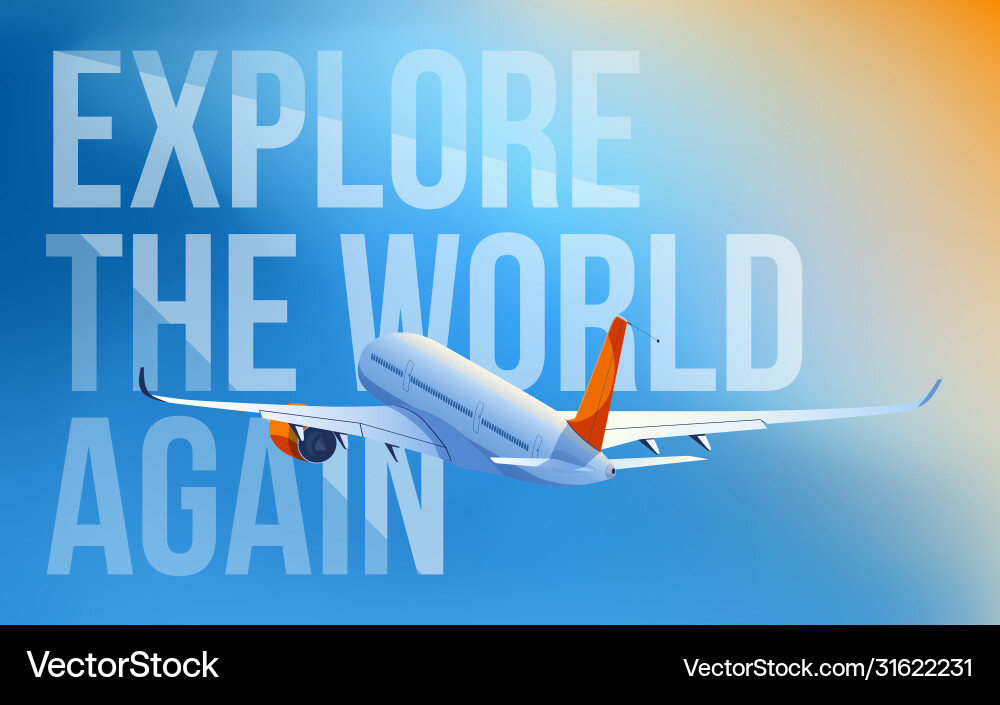 Passenger airplane taking off at sunset Royalty Free Vector