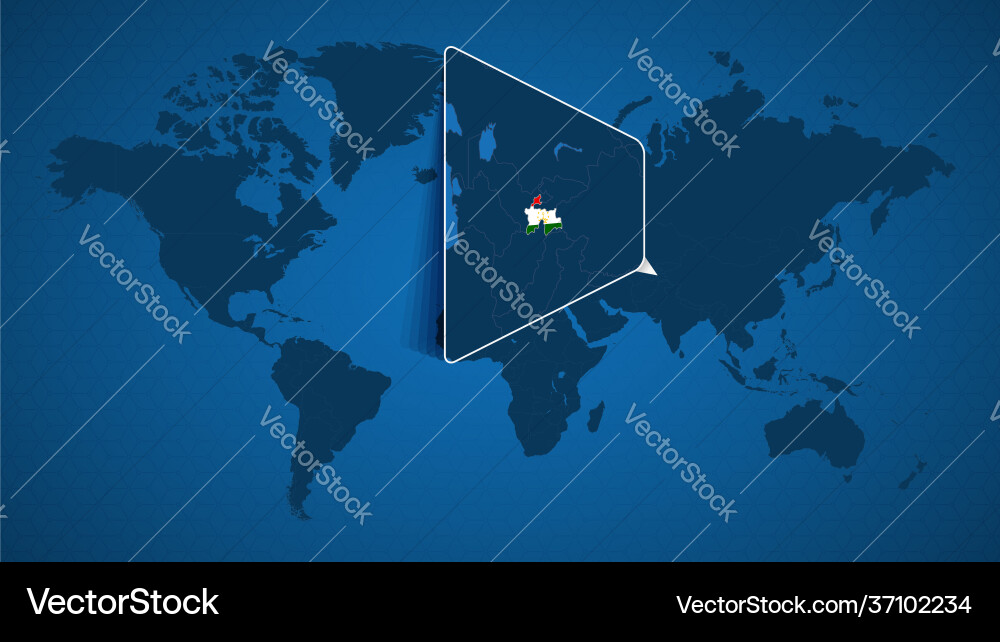 Detailed world map with pinned enlarged map Vector Image