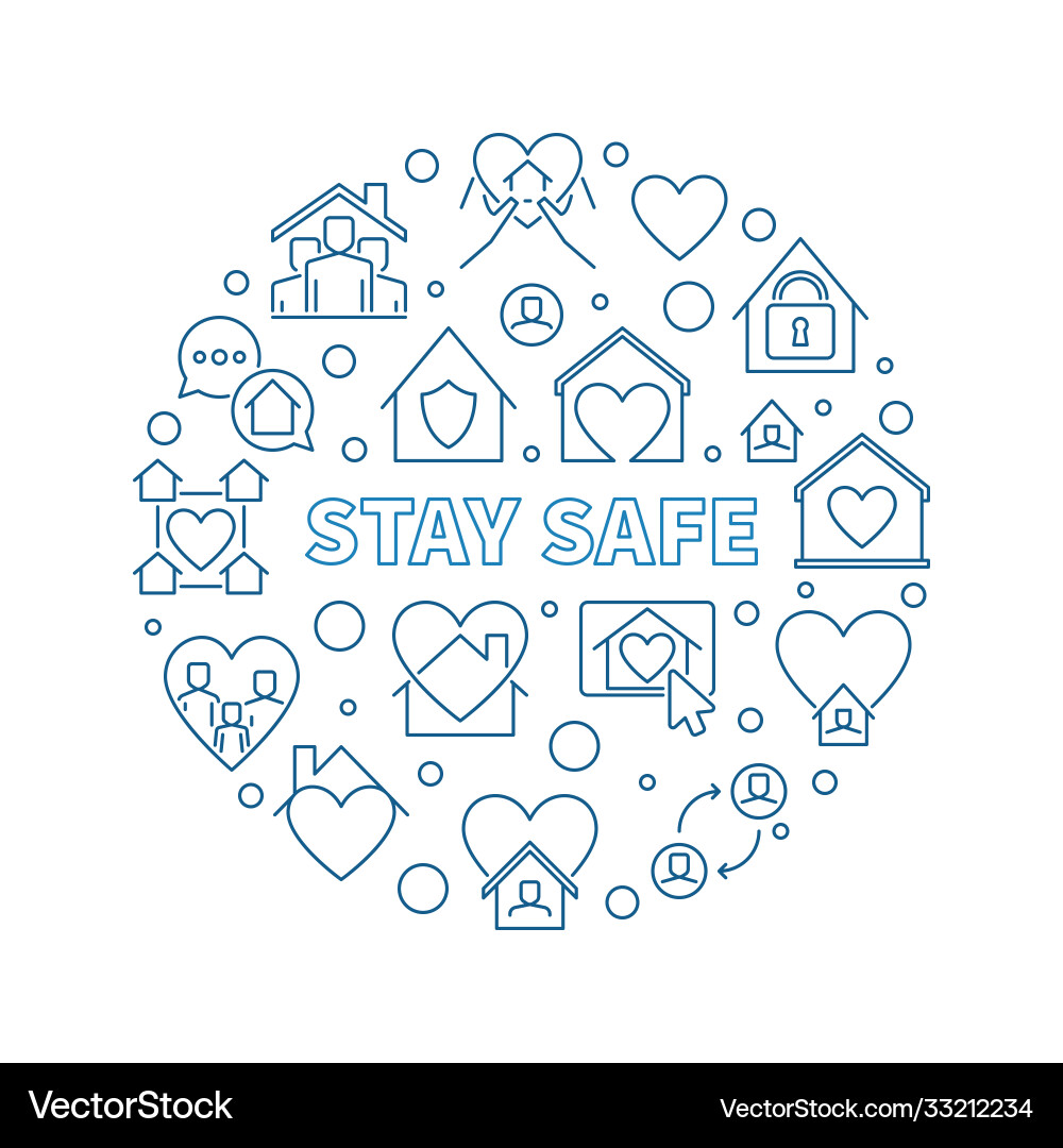 Stay safe linear concept circular simple Vector Image
