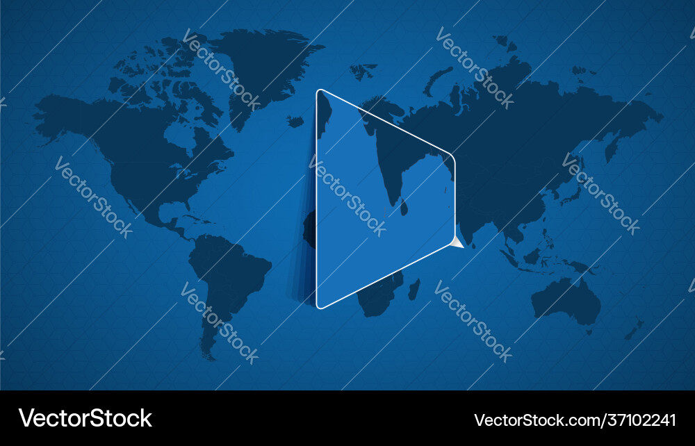 Detailed world map with pinned enlarged map Vector Image