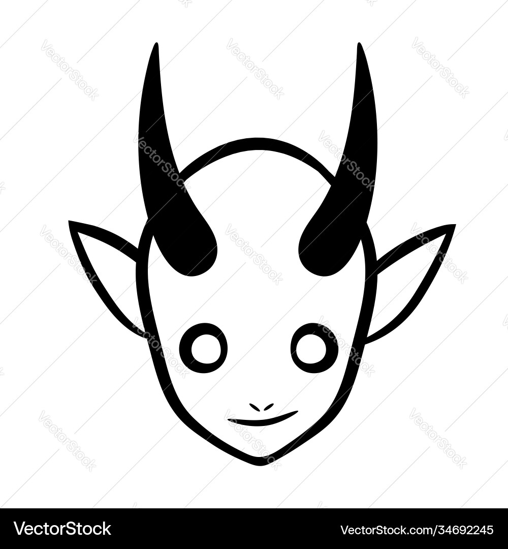 Smiling face imp with horns Royalty Free Vector Image
