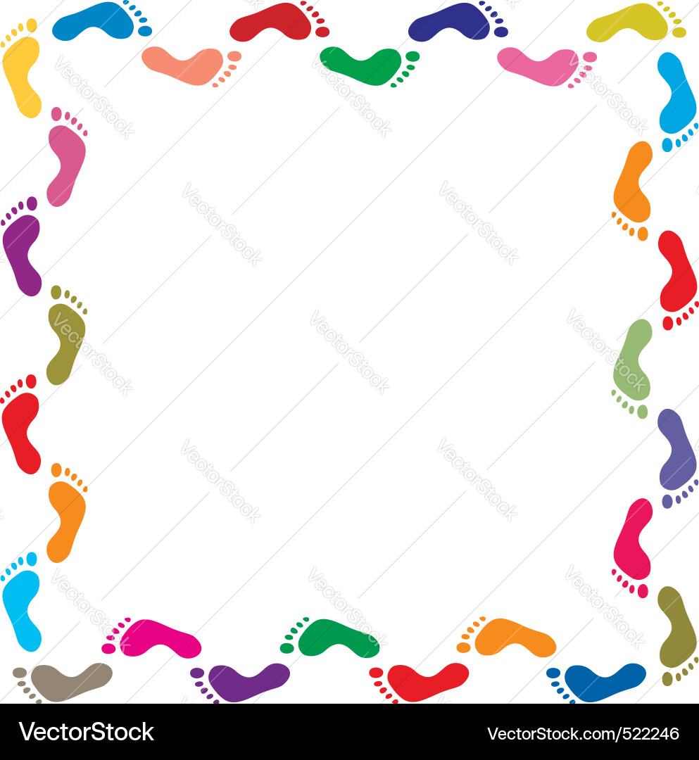 Colorful footprints border Royalty Free Vector Image