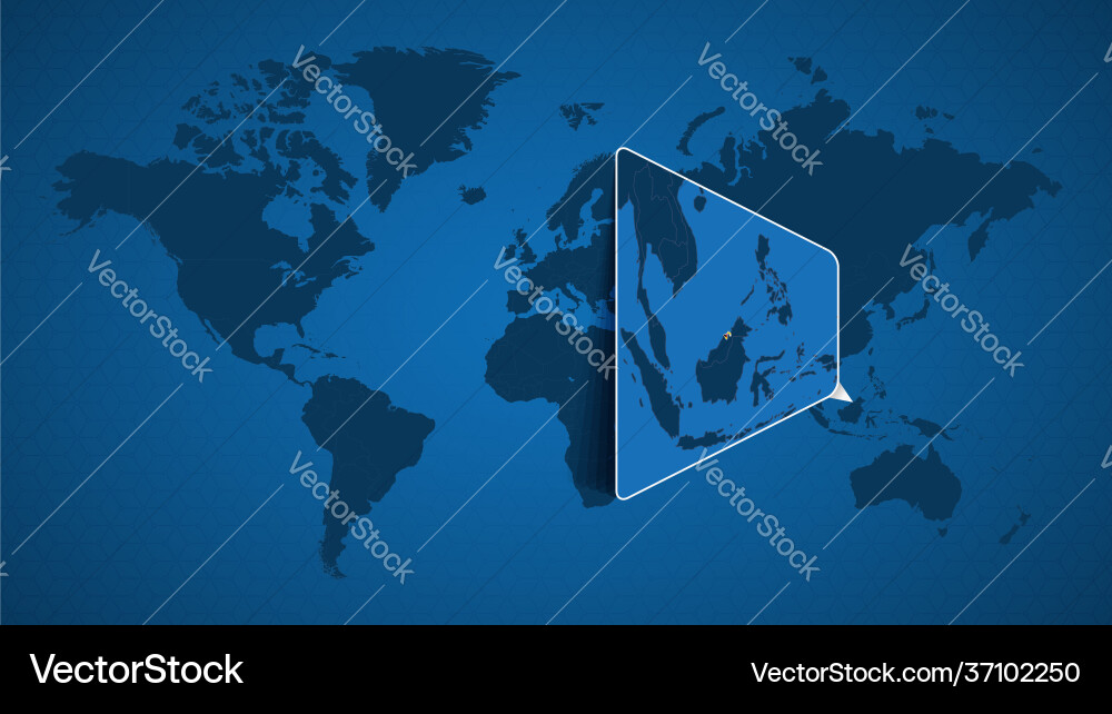 Detailed world map with pinned enlarged map Vector Image