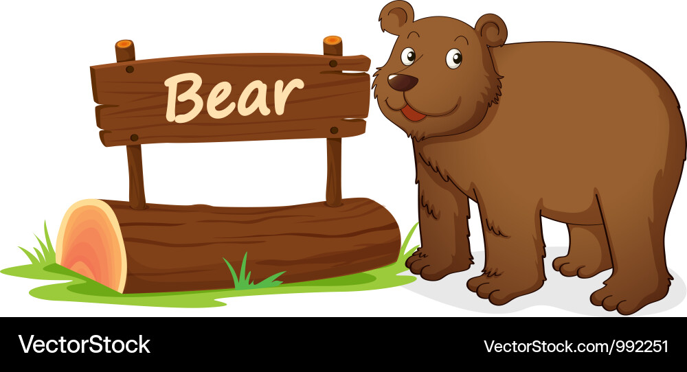 Cartoon zoo bear sign Royalty Free Vector Image