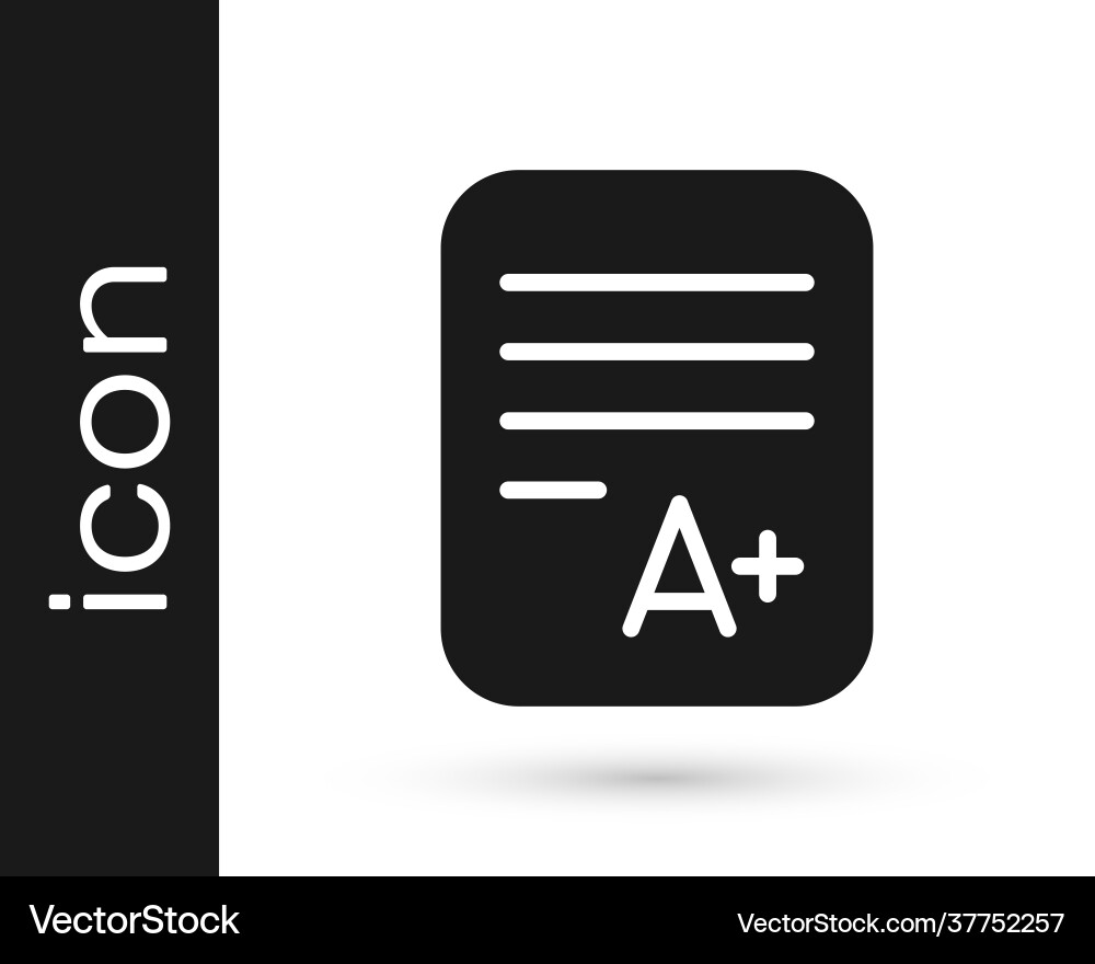 Black exam sheet with a plus grade icon isolated Vector Image