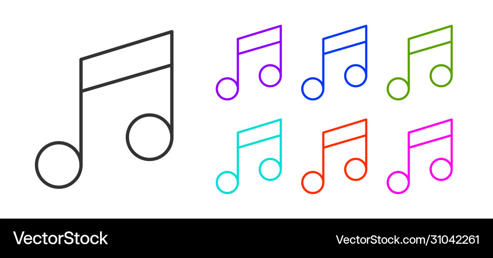 Black line music note tone icon isolated on white Vector Image