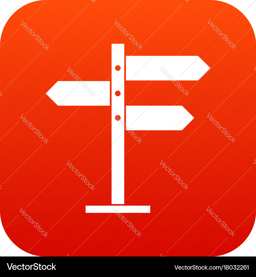 Direction signs icon digital red Royalty Free Vector Image